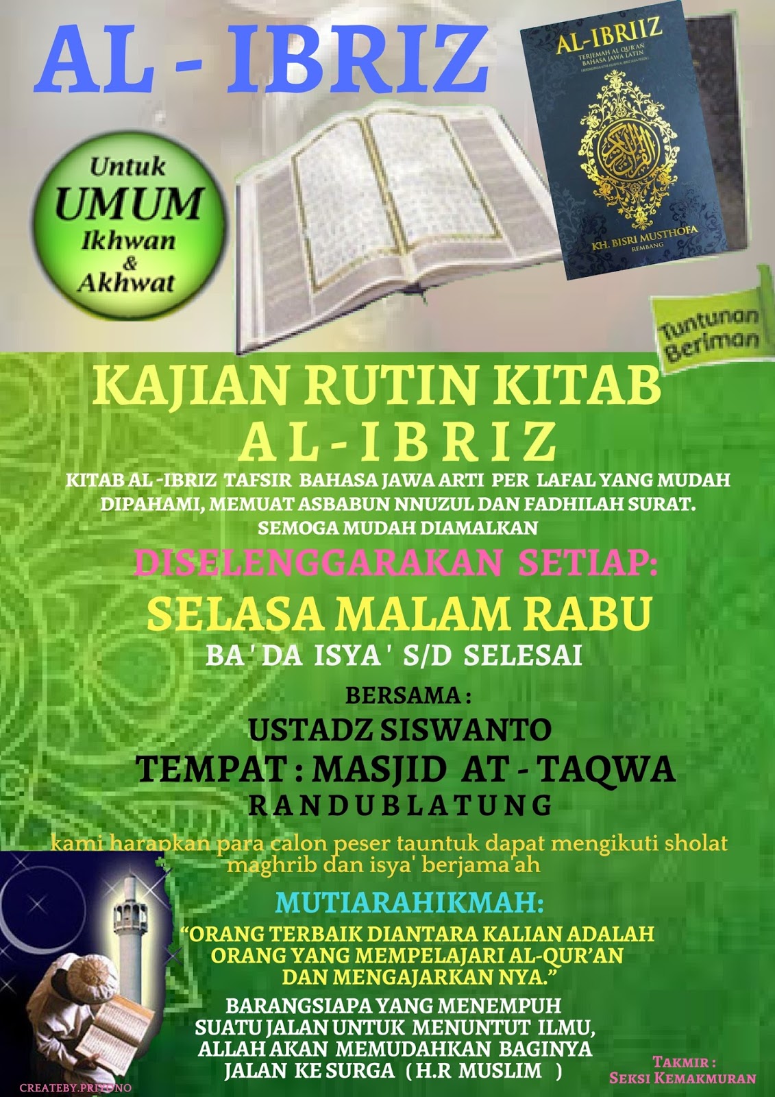 Pustaka At Taqwa Randublatung: KAJIAN KITAB AL IBRIZ