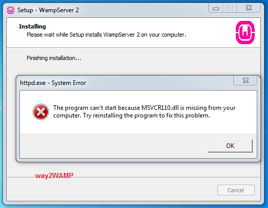 How to Solve "MSVCR110.dll is Missing" error during WAMP Installation | Way To WAMP