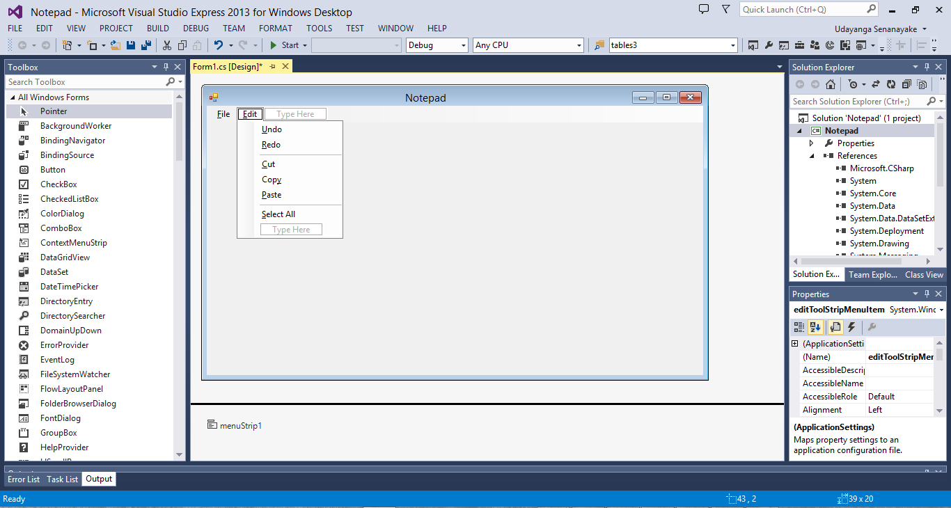 Programming Help: Make a menu bar for the Notepad (C#)