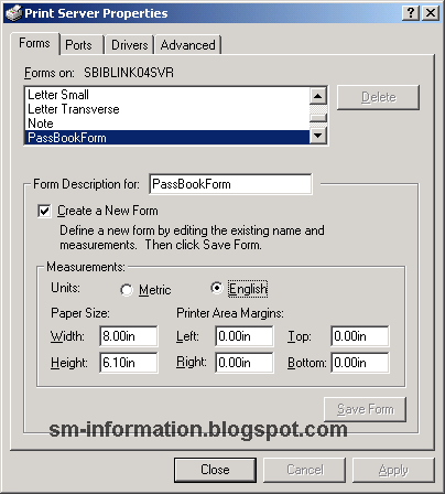 Olivetti PR2 Passbook Printer Configuaration And Form Size - VSolution
