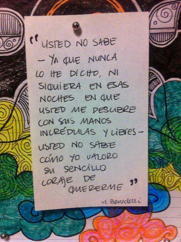 Más Benedetti (con imágenes) | Benedetti, Frases y poemas, Letra de amor