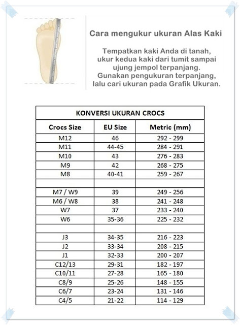 Sandal & Sepatu Crocs : Menentukan Ukuran Sepatu
