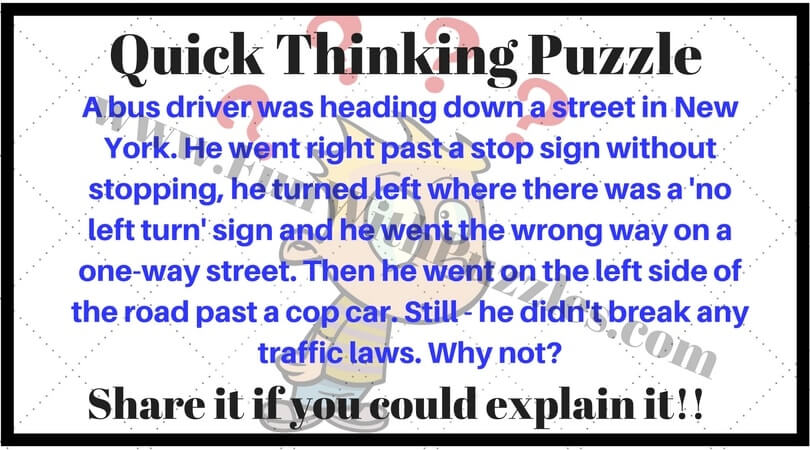 Quick Funny Brain Teasers Puzzle Questions and Answers