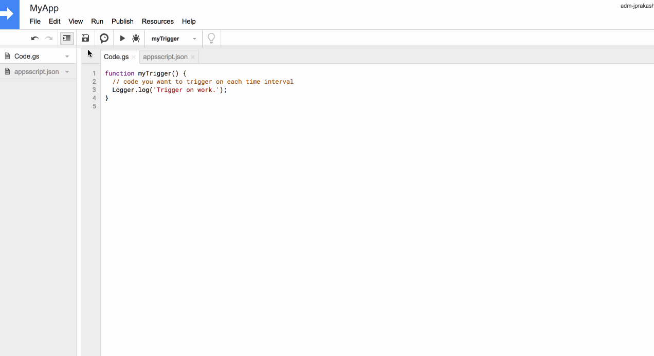 Create Time-driven Trigger in Gmail Add-on using Google Apps Script
