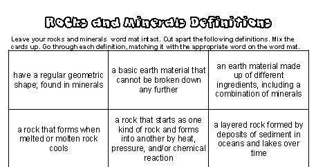 Life, Love, Literacy: Rocks and Minerals Vocabulary Mats