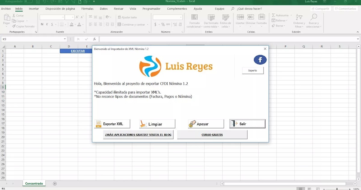 Importar Xml Cfdi Nómina 12 A Excel Masivo El Blog De Luis Reyes 
