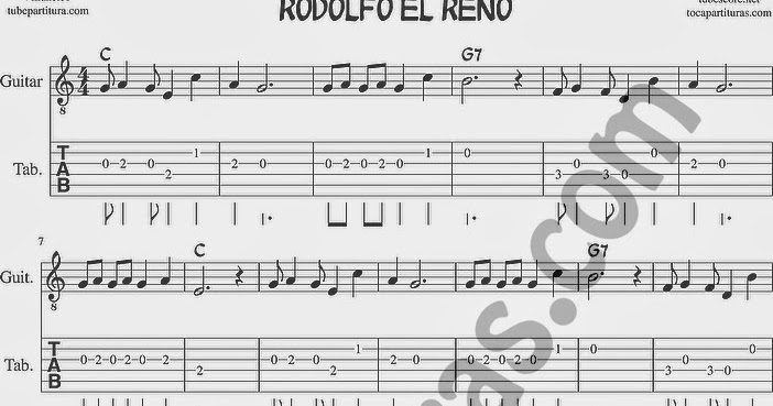 tubepartitura: Era Rodolfo un Reno Tablatura de Guitarra A Reindeer ...