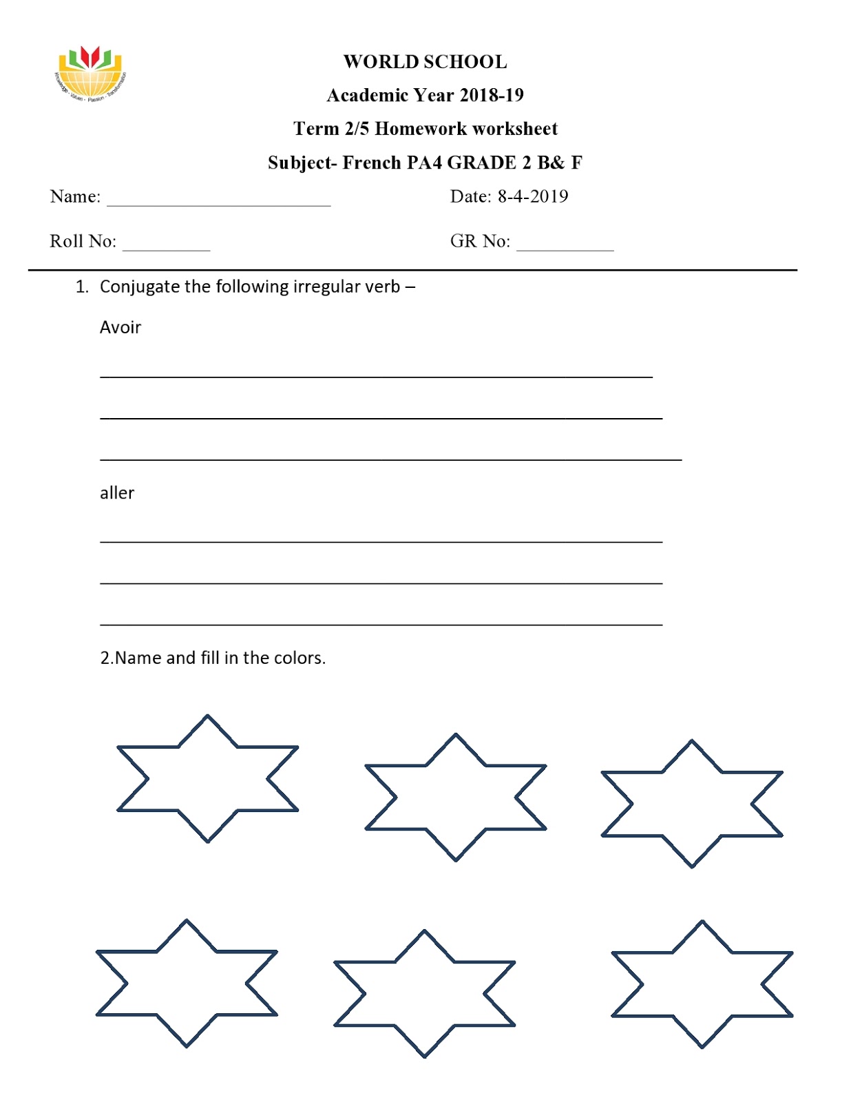 Birla World School Oman: Homework for Grade 2 as on 08-04-2019