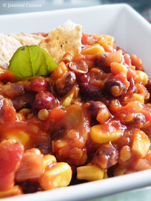 Chili facile aux 3 légumineuses - Jasmine Cuisine