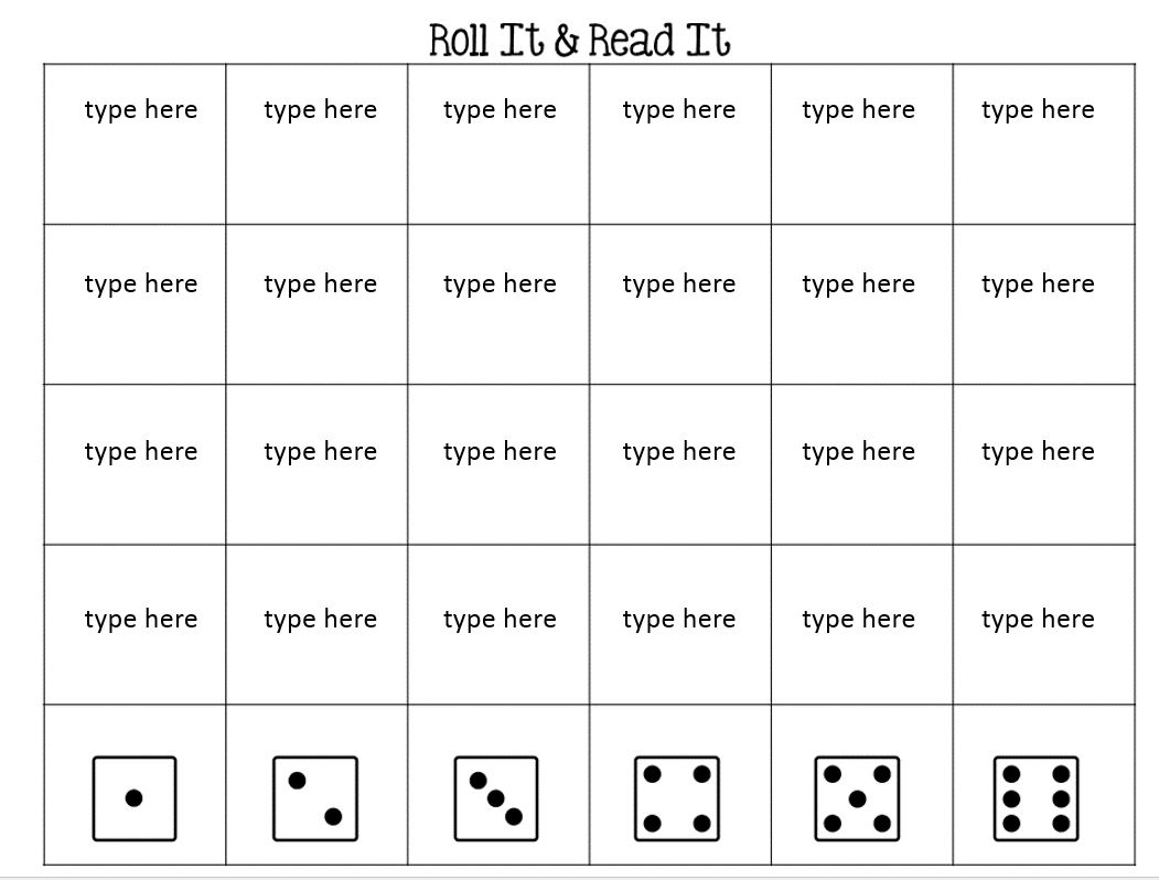 Miss Martel's Special Class: Read It and Roll It