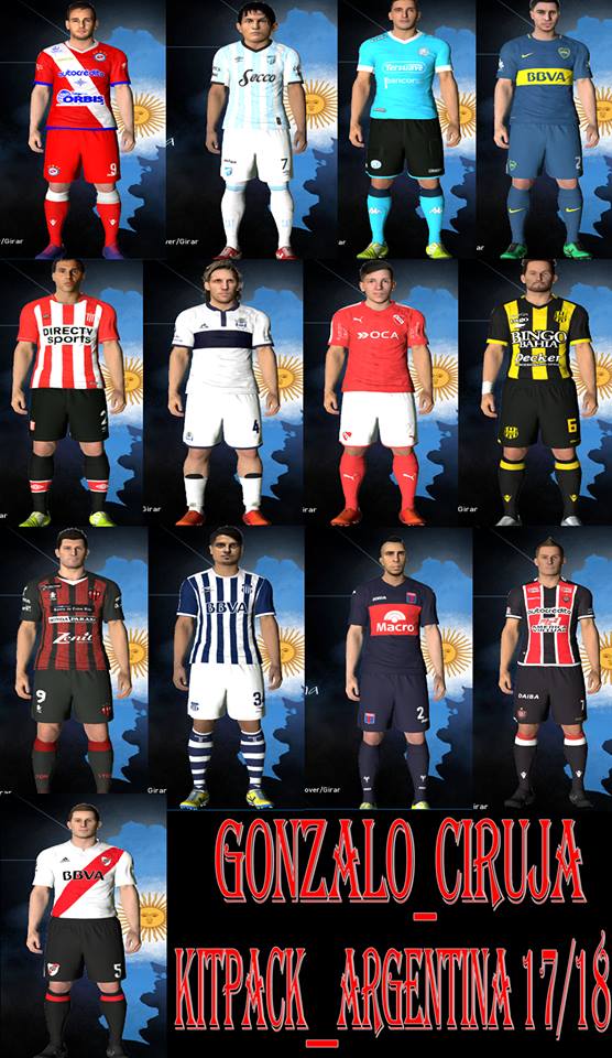 pes-modif: PES 2017 Kits Pack Argentina 17-18 by Gonzalo_ciruja