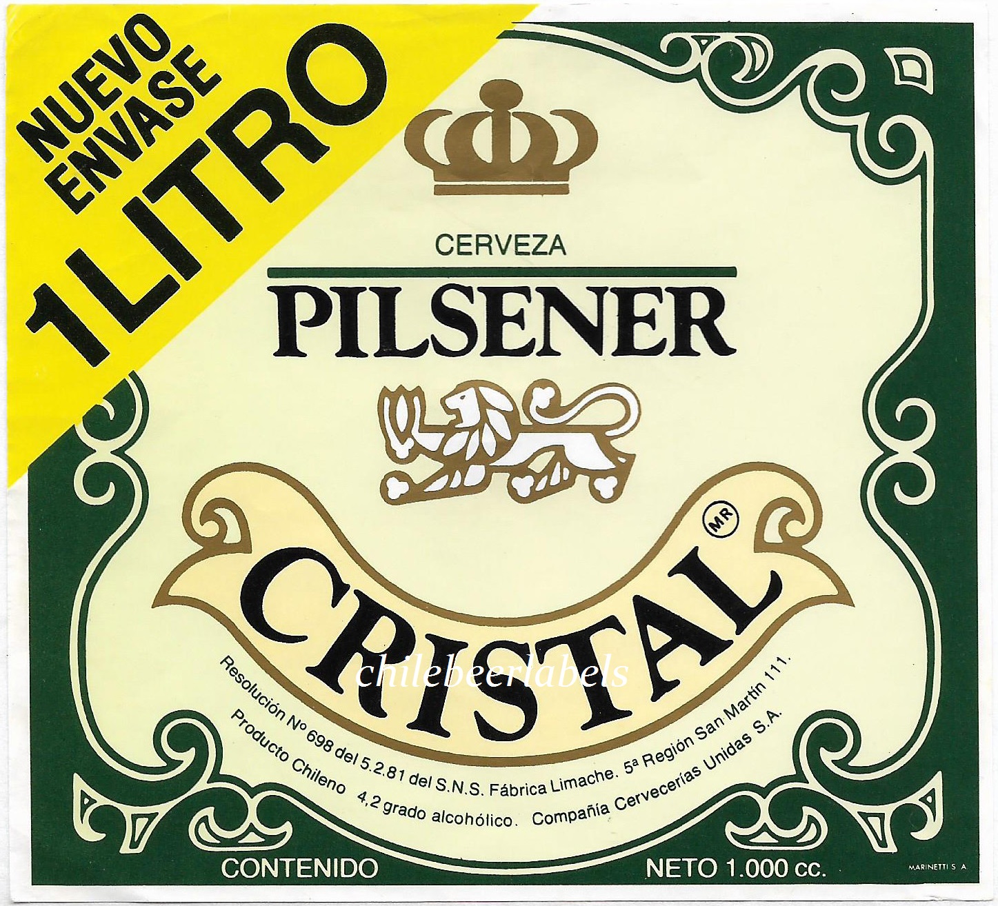 Cervezal: Cerveza Pilsener Cristal - Limache - Regiòn de Valparaìso