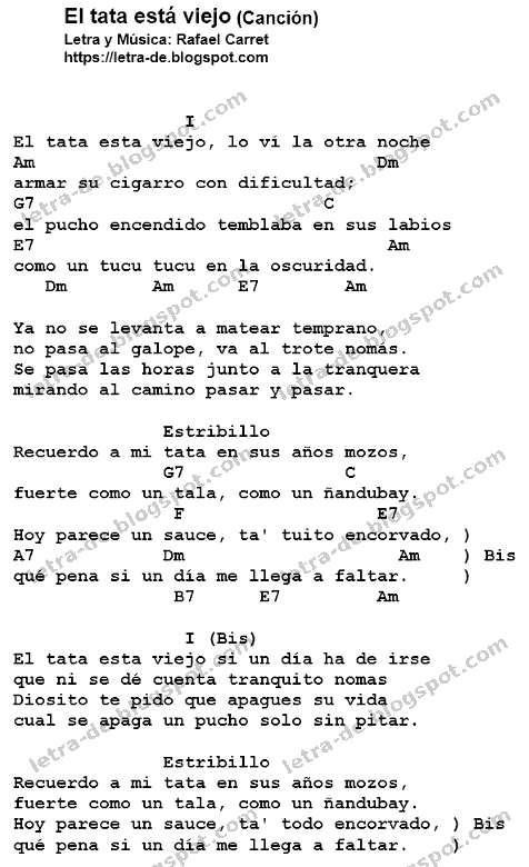 El tata está viejo (Canción) por Hernán Figueroa Reyes - Letras y acordes