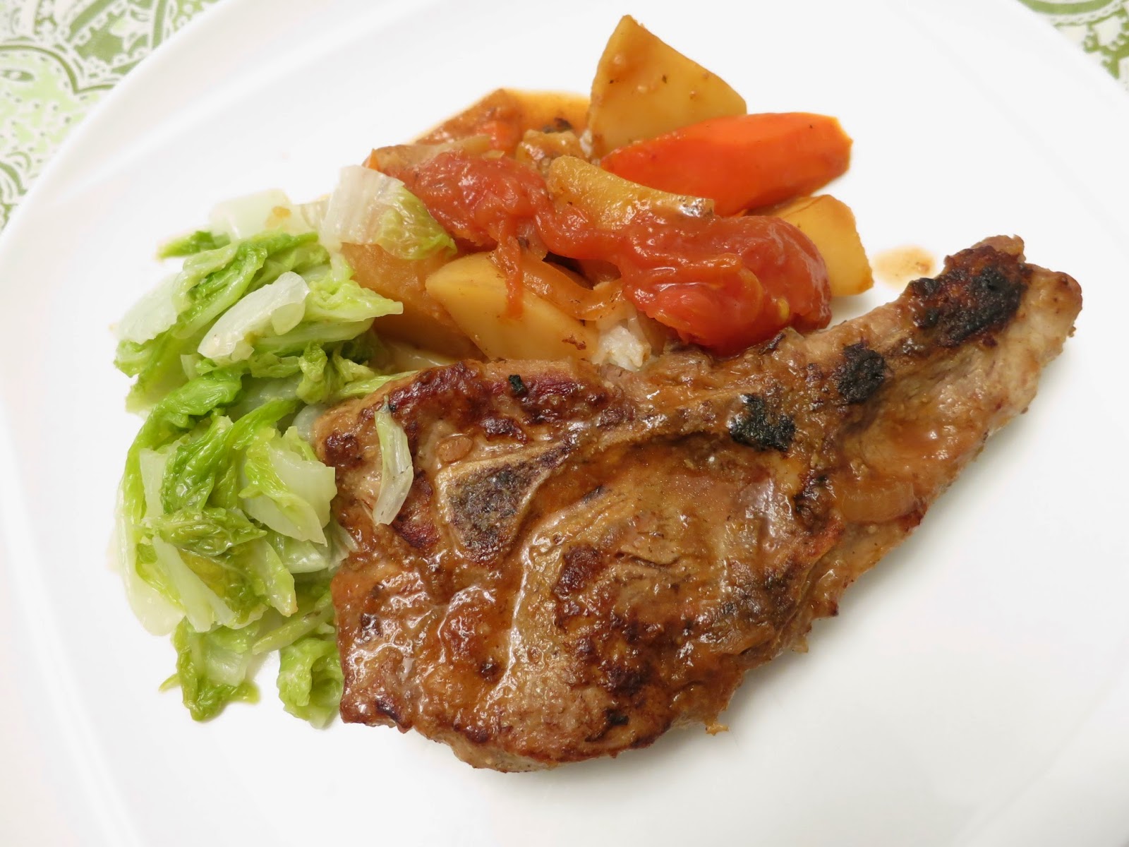 pieces of m: Pork Chop Stew With Carrots, Tomatoes, & Potatoes + Napa ...