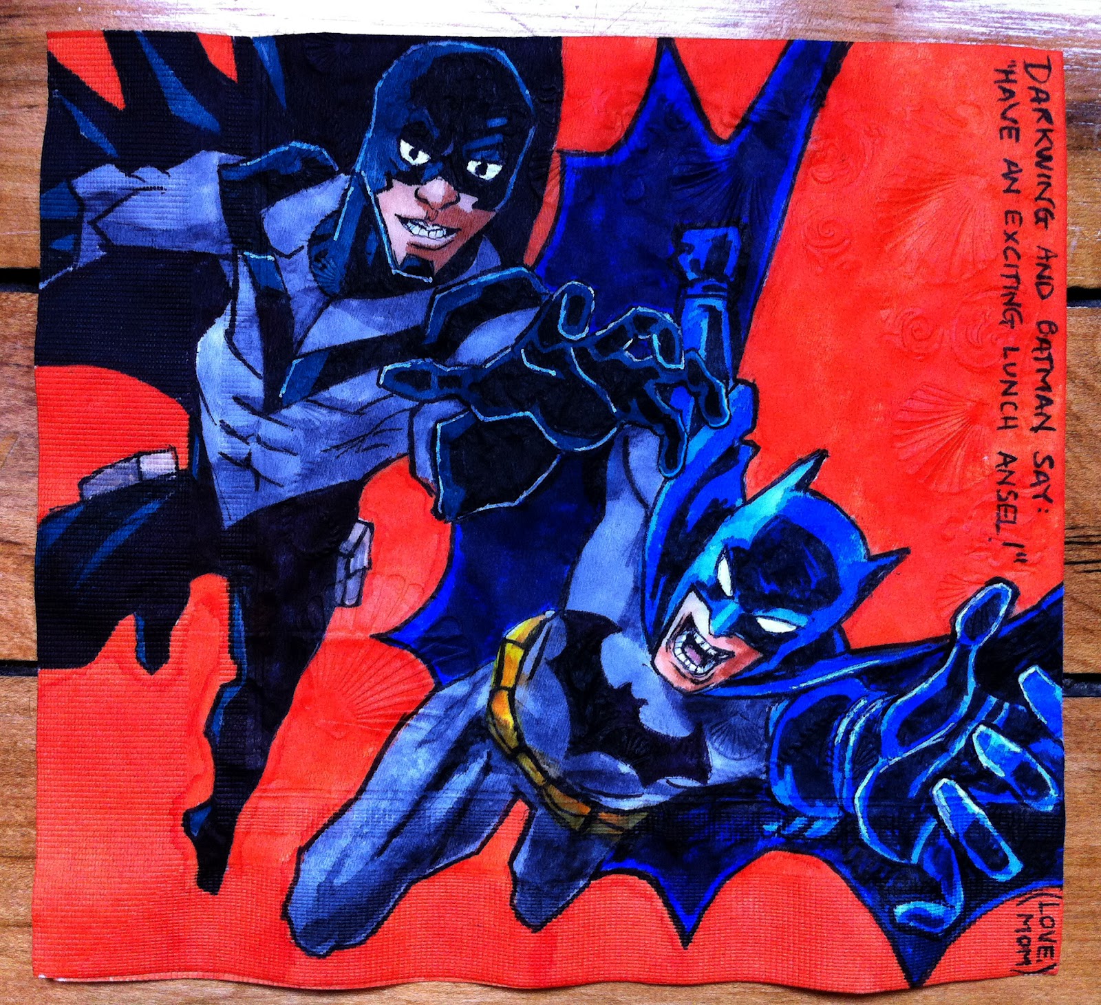 Daily Napkins: Darkwing from Invincible with Batman for Ansel