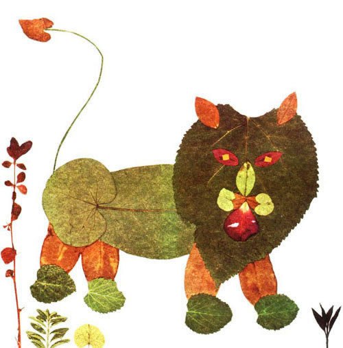animal figure made of leaves ~ projects ideas art and craft