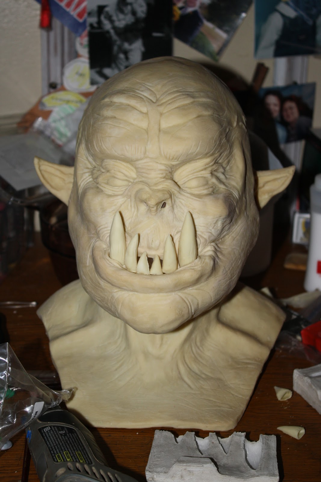Iron Goblin, Erick Main Artist: Attaching the latex teeth to the Orc Mask