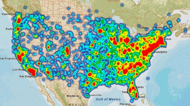 Verizon Coverage Map Problems Heat Map - Dead Zones