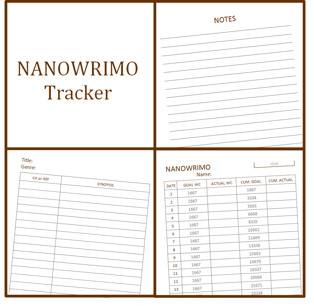 My Life All in One Place: Download a free NaNoWriMo tracker printable