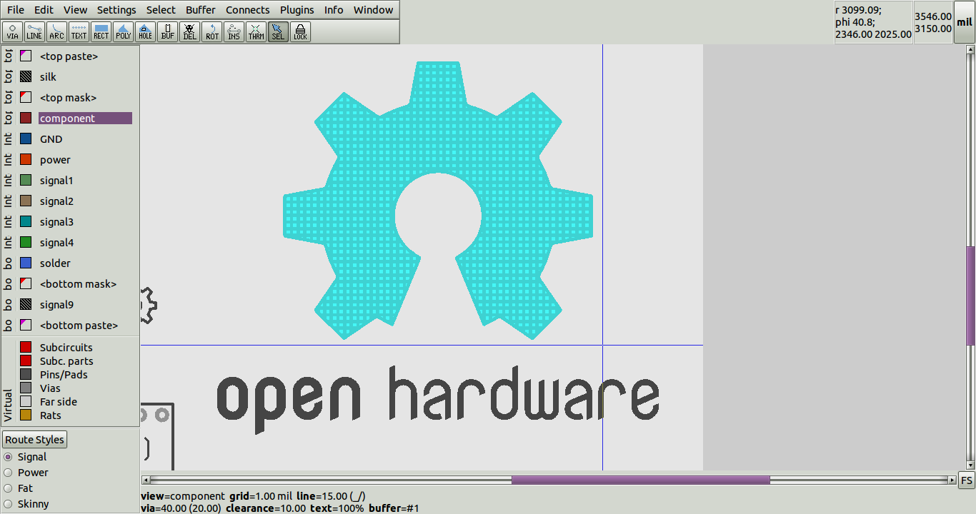 blog de VK5HSE: PolyHatch command for cross hatching polygons in pcb-rnd