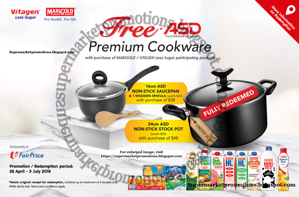 NTUC FairPrice Vitagen, Marigold Free ASD Cookware Promotion 28 April ...