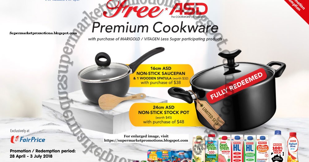 NTUC FairPrice Vitagen, Marigold Free ASD Cookware Promotion 28 April ...