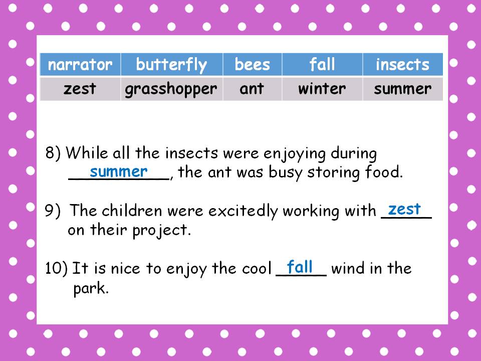 P2A Class Blog: The Grasshopper and the Ant Vocabulary Slides