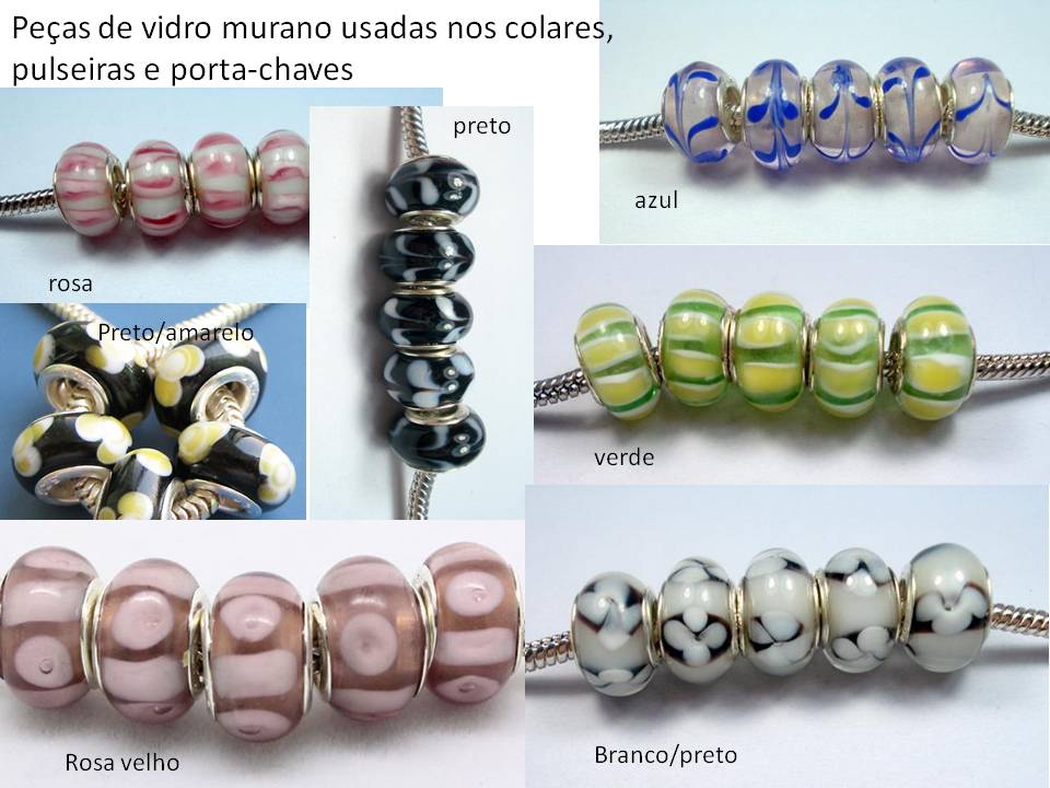 Mimos de Mulher: Colares em couro com peças de vidro murano, metal ...