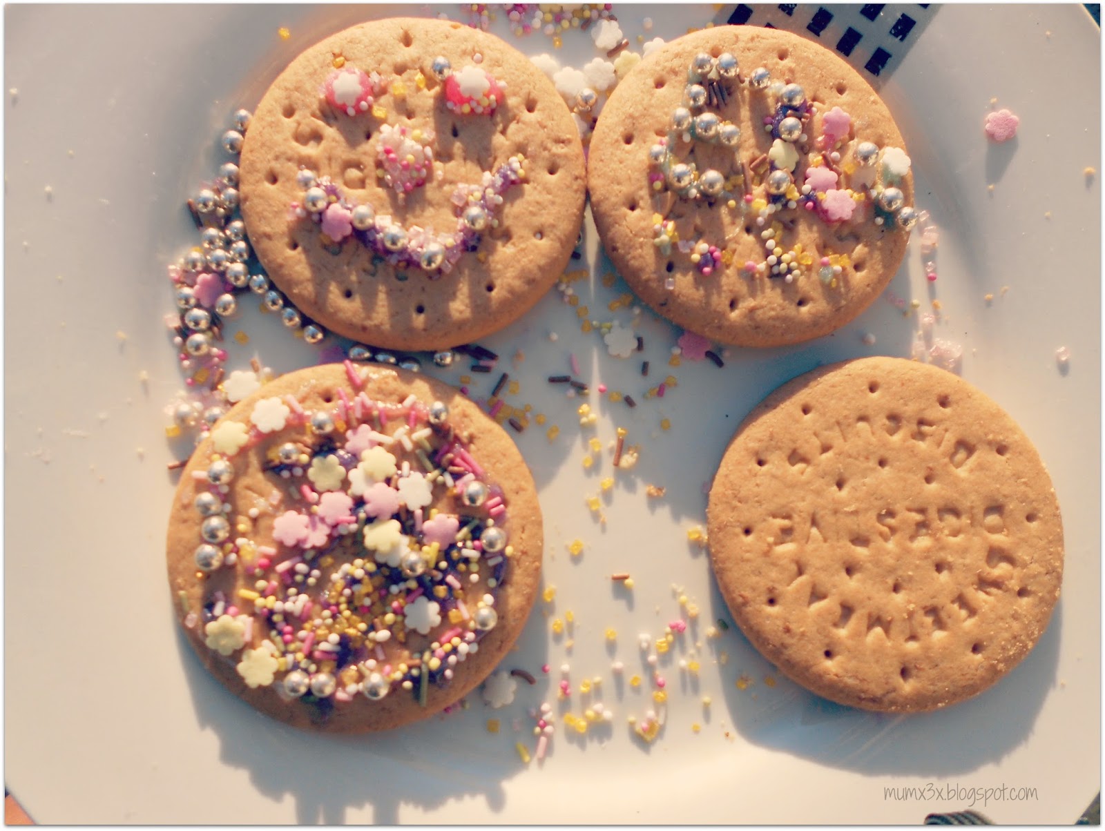 Decorating Digestives. - Ups & Downs, Smiles & Frowns