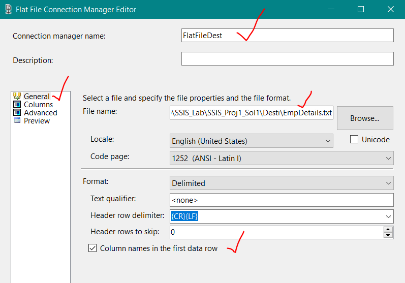 SSIS Package to Create a Tab Delimited Flat File with current Date Time ...