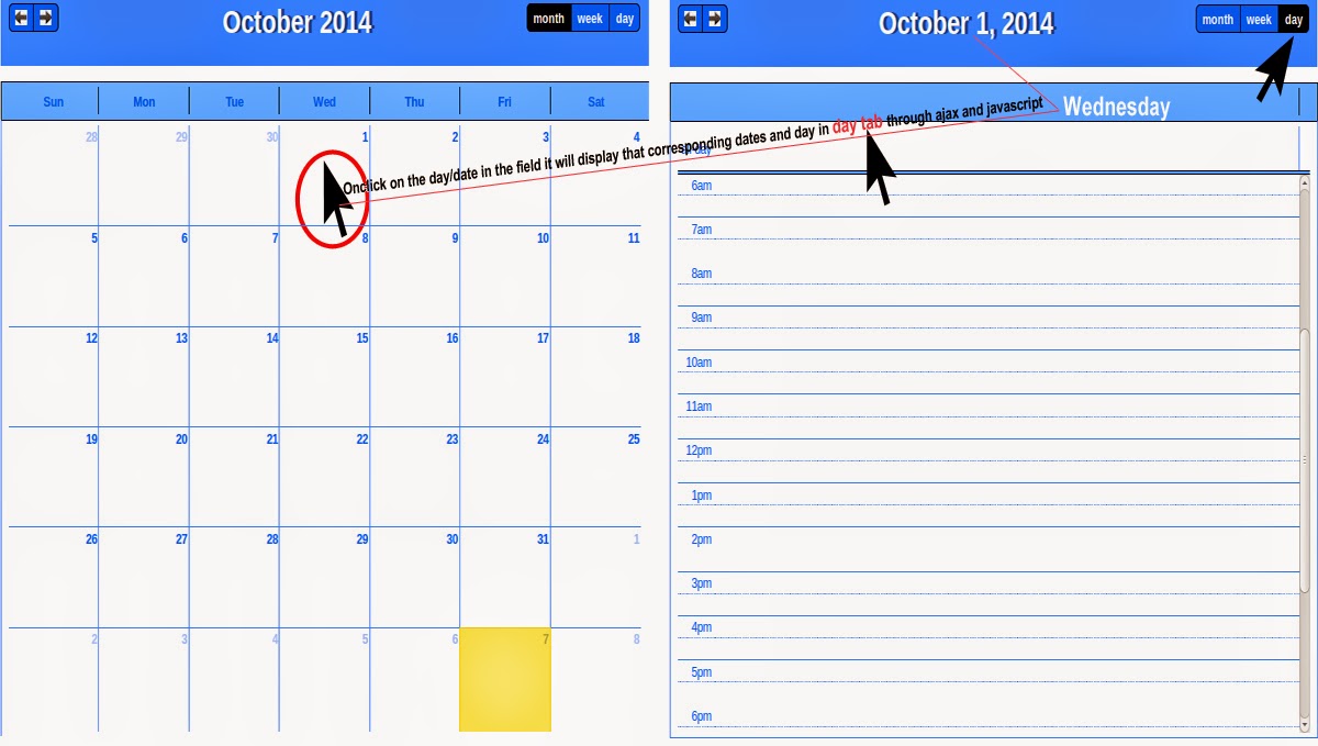Creater Site: Calendar Function Onclick event on Dates using Ajax and ...