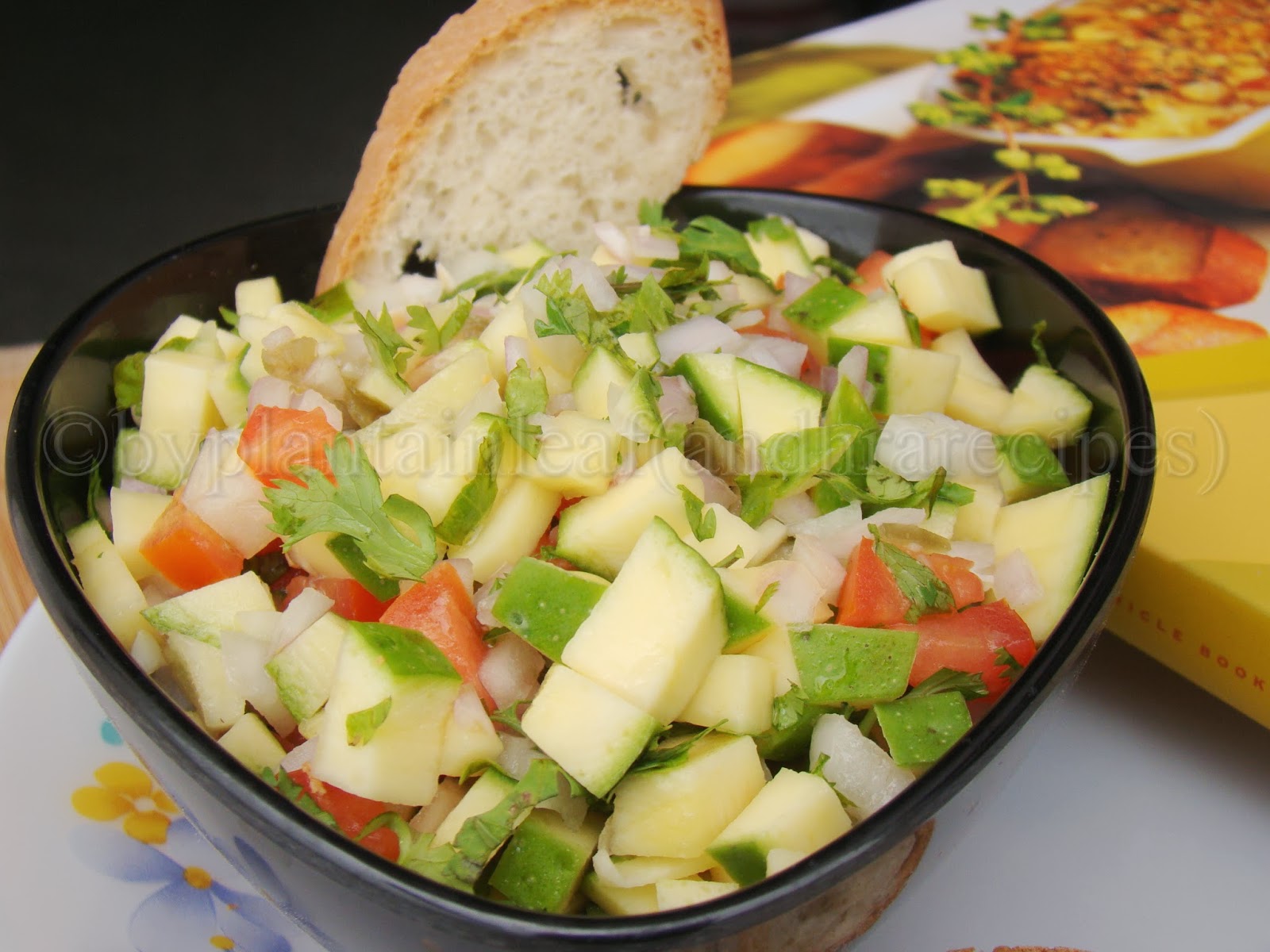 plantain leaf(Andhra Recipes): Mango Salsa With Cilantro