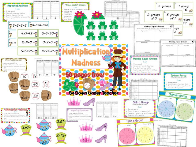 Down Under Teacher: 50 page freebie - Multiplication Madness