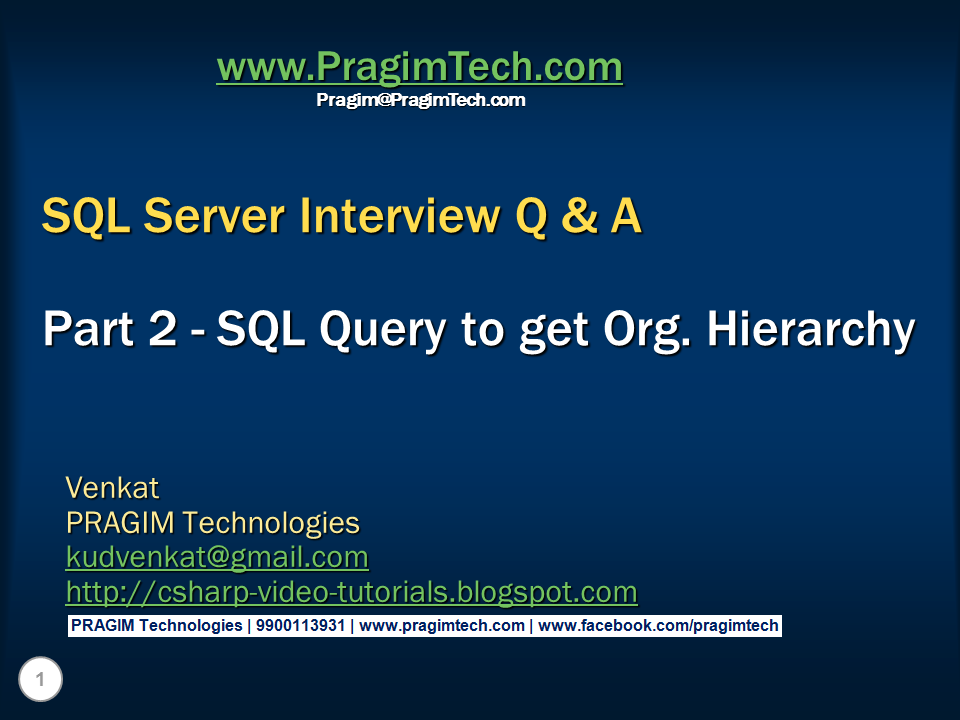 Sql server, .net and c# video tutorial: Part 2 - SQL query to get ...