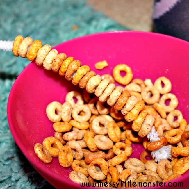 Easy Cheerios Bird Feeders - Messy Little Monster