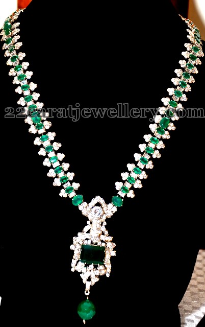 Art Karat Cz Emerald Necklace Jewellery Designs