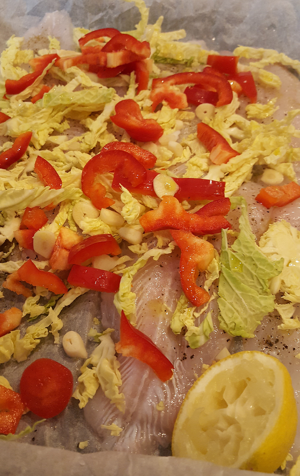 Filetes de Alabote com pimentos e couve