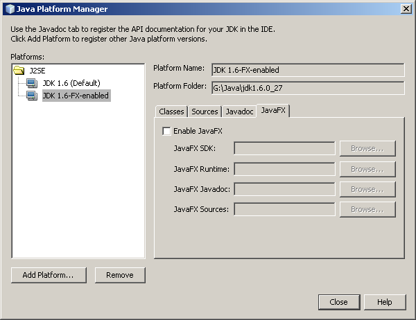 Netbeans Tutorial: Creating a JavaFX-Enabled Java Platform