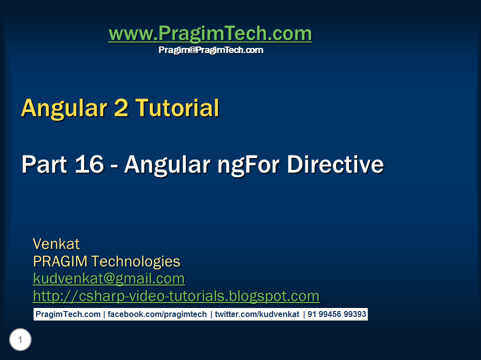Sql Server Net And C Video Tutorial Angular Ngfor Directive