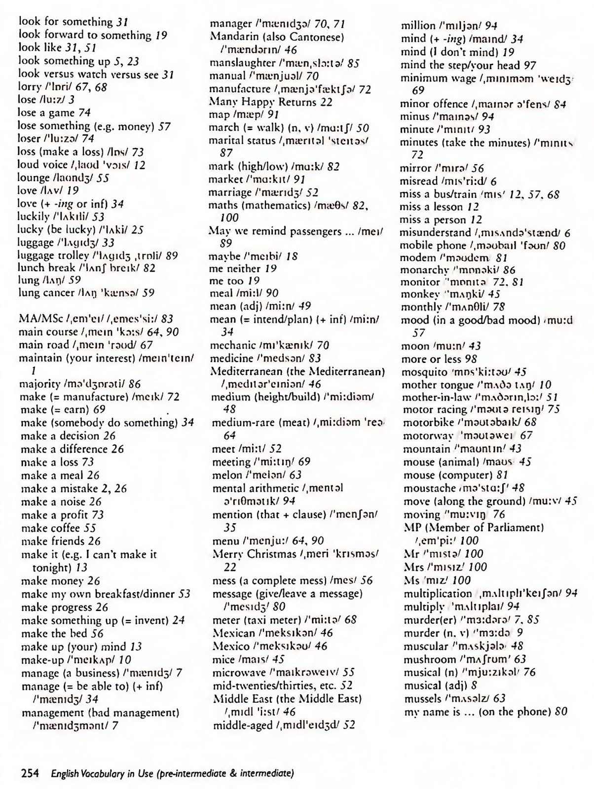 Phonetic, Pronunciation and Index - Vocabulary in Use Pre Inter