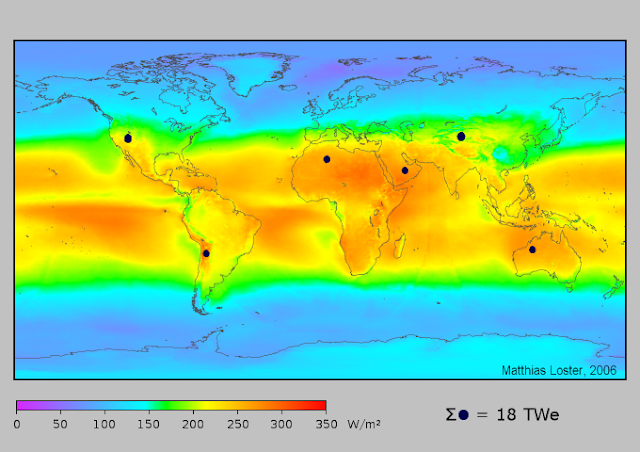 Energía Solar: Mapa de W/m2 de Energía Solar del Mundo