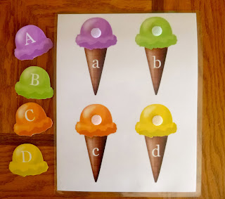 A Mom Knows Mess: Alphabet Matching Ice Cream Cones