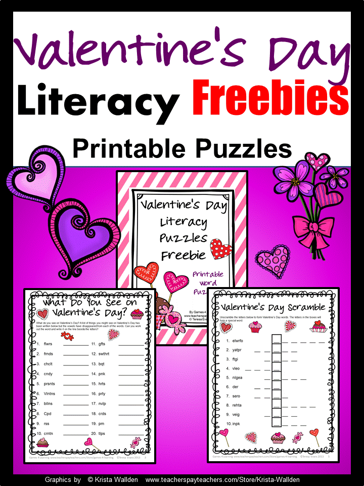 Fun Games 4 Learning: Valentine's Day Literacy Freebies