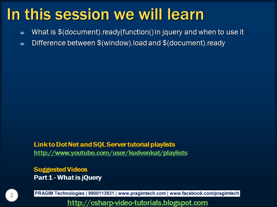 Sql server, .net and c# video tutorial: What is $(document).ready ...