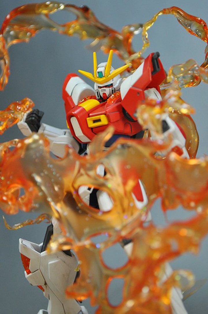 GUNDAM GUY: HG 1/144 Build Burning Gundam 'Custom Flame' - Diorama Build