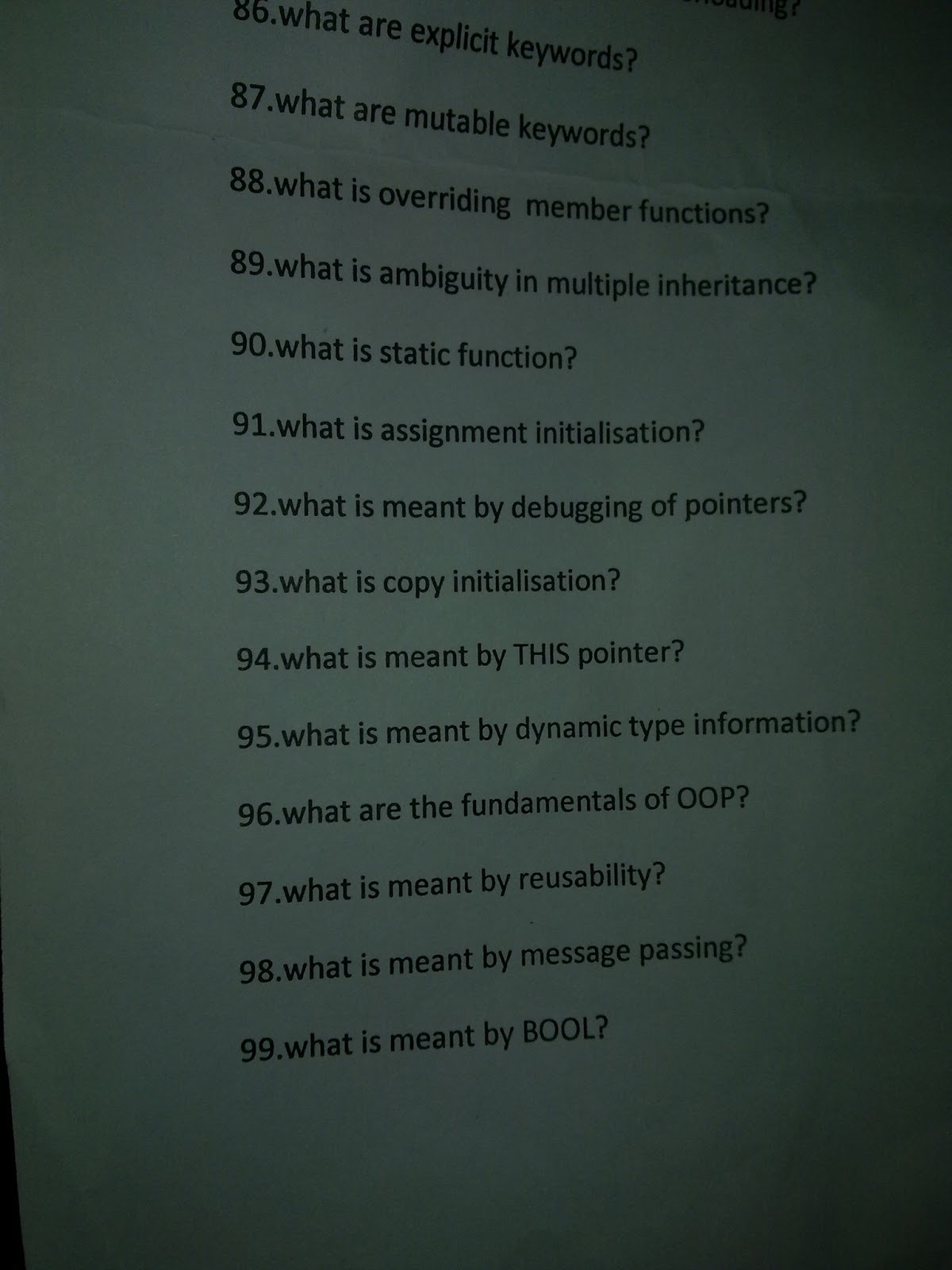 Programming in C++ 2 marks