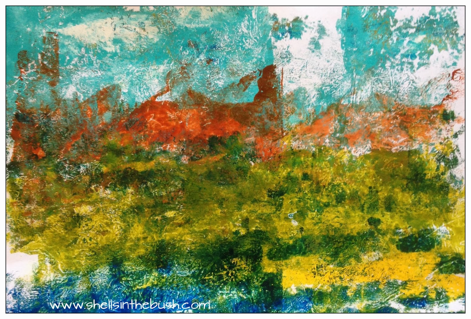 Shells in the Bush: Abstract Landscape Gelli Prints