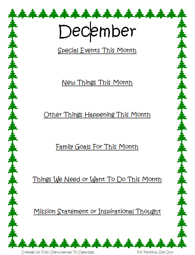 December Family Goals Printable and December Blog Goals | From ...