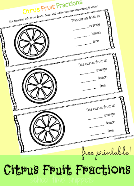 Fruity Fraction Fun with Free Printable | School Time Snippets
