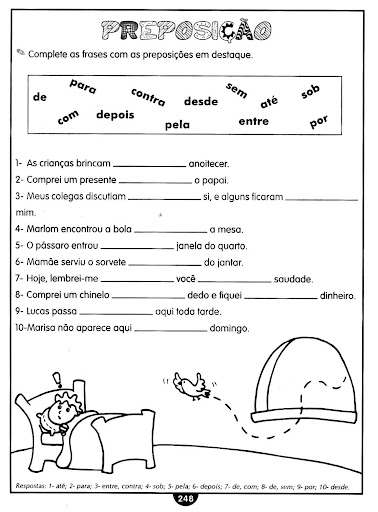 PREPOSIÇÃO ATIVIDADES PARA IMPRIMIR . Português - Gramática ...